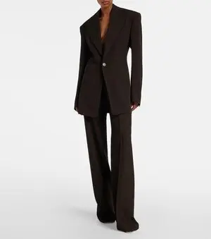 Saint Laurent Pinstripe Wool-blend Wide-leg Pants