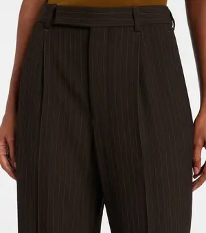 Saint Laurent Pinstripe Wool-blend Wide-leg Pants