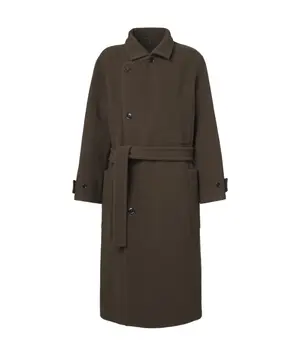 LEMAIRE Wool Wrap Coat - Brown