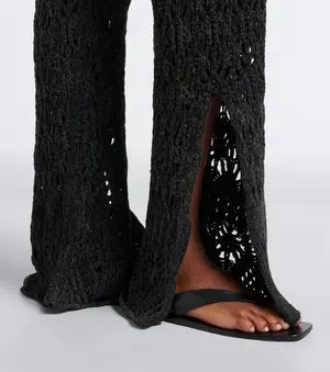 Alanui Time To Shine Open-knit Wide-leg Pants