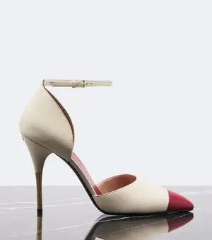 Valentino Garavani Leather Pumps With Ankle Strap - Beige
