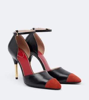 Valentino Garavani Leather Pumps With Ankle Strap - Black