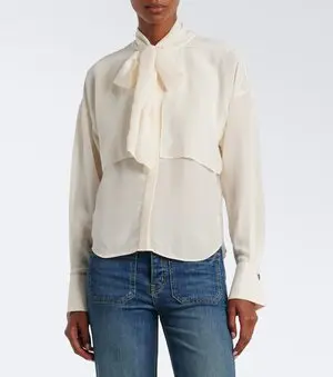 Veronica Beard Darlis Tie-neck Crêpe De Chine Blouse
