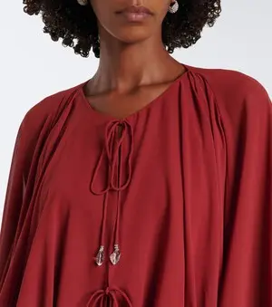 DE LA VALI Eulalia Gathe Chiffon Maxi Dress