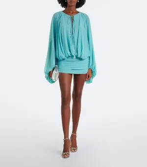 DE LA VALI Eulalia Gathered Chiffon Minidress
