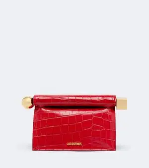Jacquemus Rond Carré Small Croc-effect Leather Clutch