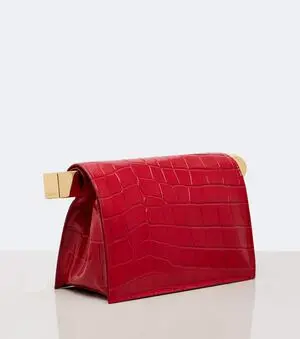 Jacquemus Rond Carré Small Croc-effect Leather Clutch