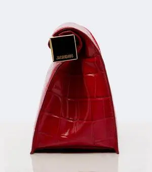 Jacquemus Rond Carré Small Croc-effect Leather Clutch