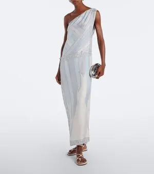 Emilio Pucci Iride One-shoulder Silk Twill Gown