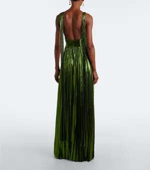 Retrofete Perindo Plissé Lamé Gown