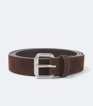 THE ROW Geo Suede Belt Brown