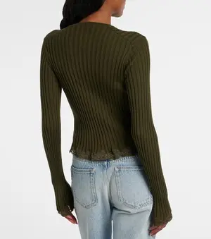 Saint Laurent Lace-trimmed Wool, Cashmere, And Silk Top
