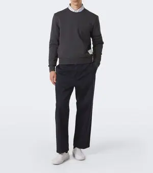 Thom Browne 4-bar Cotton Jersey Sweatshirt - Grey