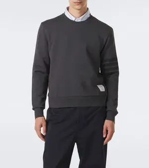 Thom Browne 4-bar Cotton Jersey Sweatshirt - Grey