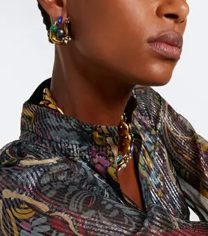 Etro Crystal-embellished Faux-pearl Hoop Earrings
