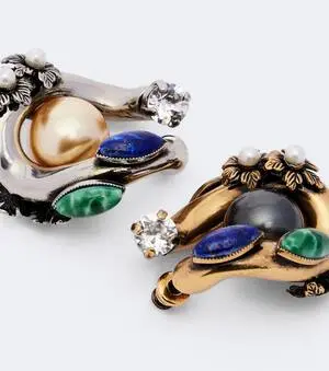 Etro Crystal-embellished Faux-pearl Hoop Earrings