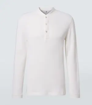Brunello Cucinelli Cotton And Cashmere Blend Waffle-knit Henley