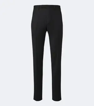 Zegna Navy Wool Slim Fit Trousers - Black
