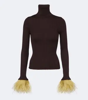 La DoubleJ Feather-trimmed Cashmere And Silk Top