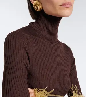 La DoubleJ Feather-trimmed Cashmere And Silk Top