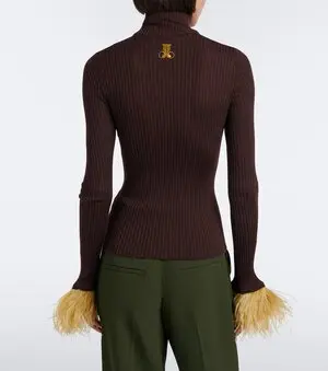 La DoubleJ Feather-trimmed Cashmere And Silk Top