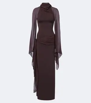 DE LA VALI Sabela Georgette Maxi Dress - Brown