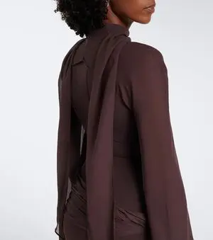 DE LA VALI Sabela Georgette Maxi Dress - Brown