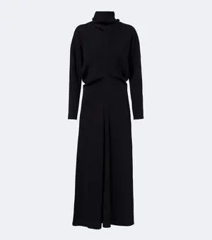 TOTEME Draped Turtleneck Cady Midi Dress