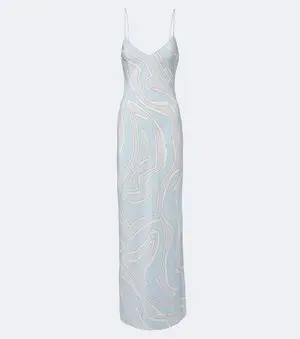 Emilio Pucci Labirinto Silk Crêpe De Chine Gown - Blue