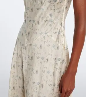 DÔEN Adelana Floral Silk Midi Dress - White
