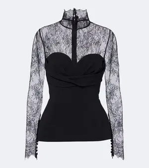 Elie Saab Lace-trimmed Bustier Top - Black