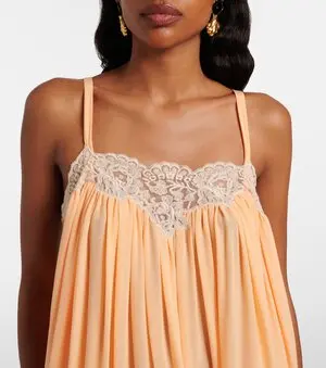 Chloé Lace-trimmed Silk Georgette Minidress