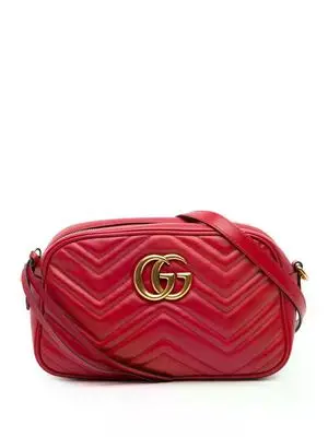 Gucci 2016-2026 Small Gg Marmont Matelasse Leather Crossbody Bag - Red