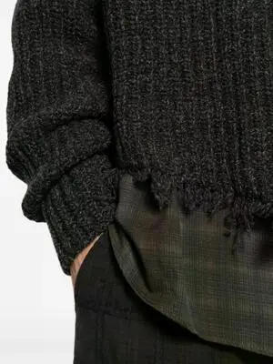 Isabel Benenato Distressed Turtleneck Sweater