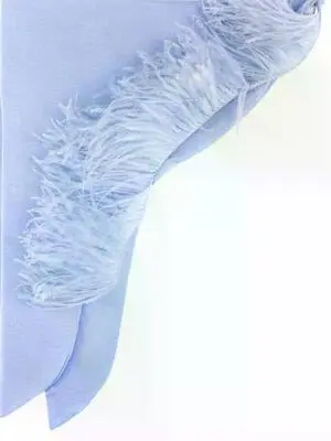 MANURI Feather-trimmed Headscarf - Blue