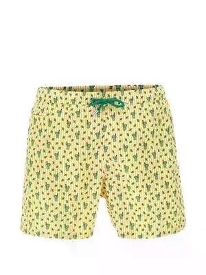 MC2 SAINT BARTH Mojito-print Striped Swim Shorts - Yellow