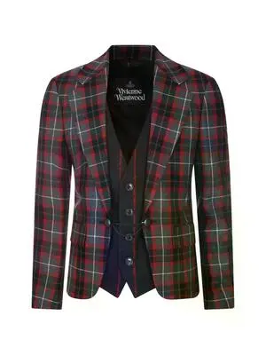 VIVIENNE WESTWOOD Tartan-check Wool Jacket - Grey