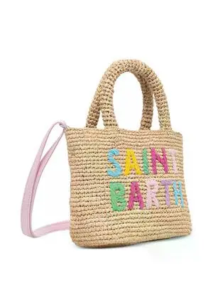 MC2 SAINT BARTH Mini Beach Logo-embroidered Woven Beach Bag