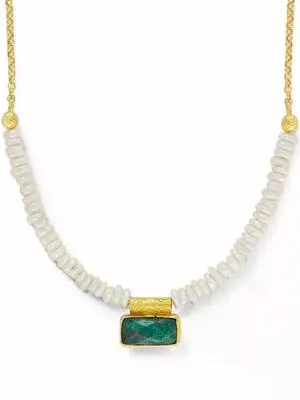 OTTOMAN HANDS Noelle Pearl Emerald Necklace - Gold