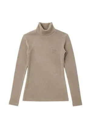Max Mara Logo-embroidered Roll-neck Top - Brown