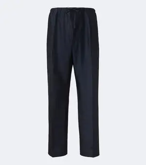 Bottega Veneta Cotton And Silk Straight Pants - Blue