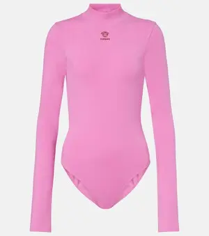 Versace Logo Cotton-blend Jersey Bodysuit - Pink