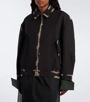 Prada Houndstooth Devoré Cotton Blouson Jacket