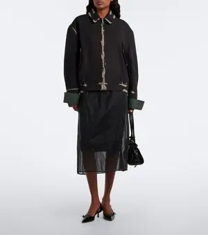 Prada Houndstooth Devoré Cotton Blouson Jacket