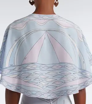 Emilio Pucci Labirinto Asymmetric Silk Crêpe De Chine Midi Dress