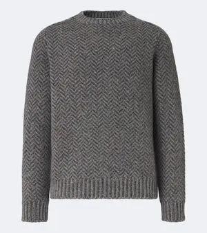 Gabriela Hearst Sermo Herringbone Cashmere Sweater - Grey