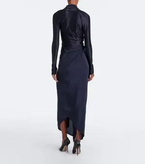 Victoria Beckham Lea Draped Silk-trimmed Jersey Maxi Dress