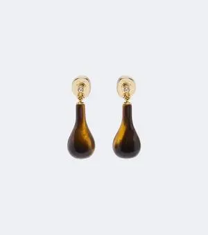 TOTEME Tiger's Eye Swarovski®-embellished Drop Earrings - Brown