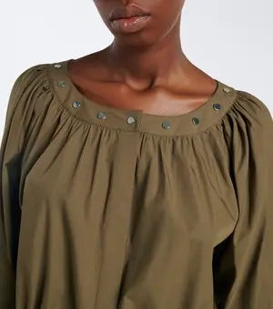 Tory Burch Studded Cotton-blend Poplin Blouse