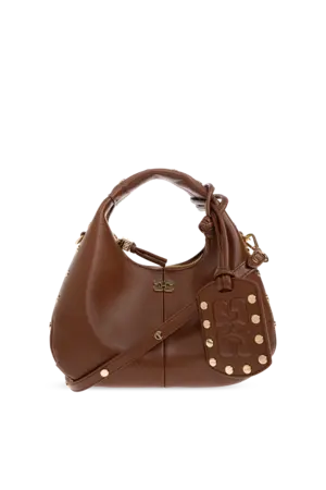 GANNI Eco Leather Bag Finished With Studs - Brown